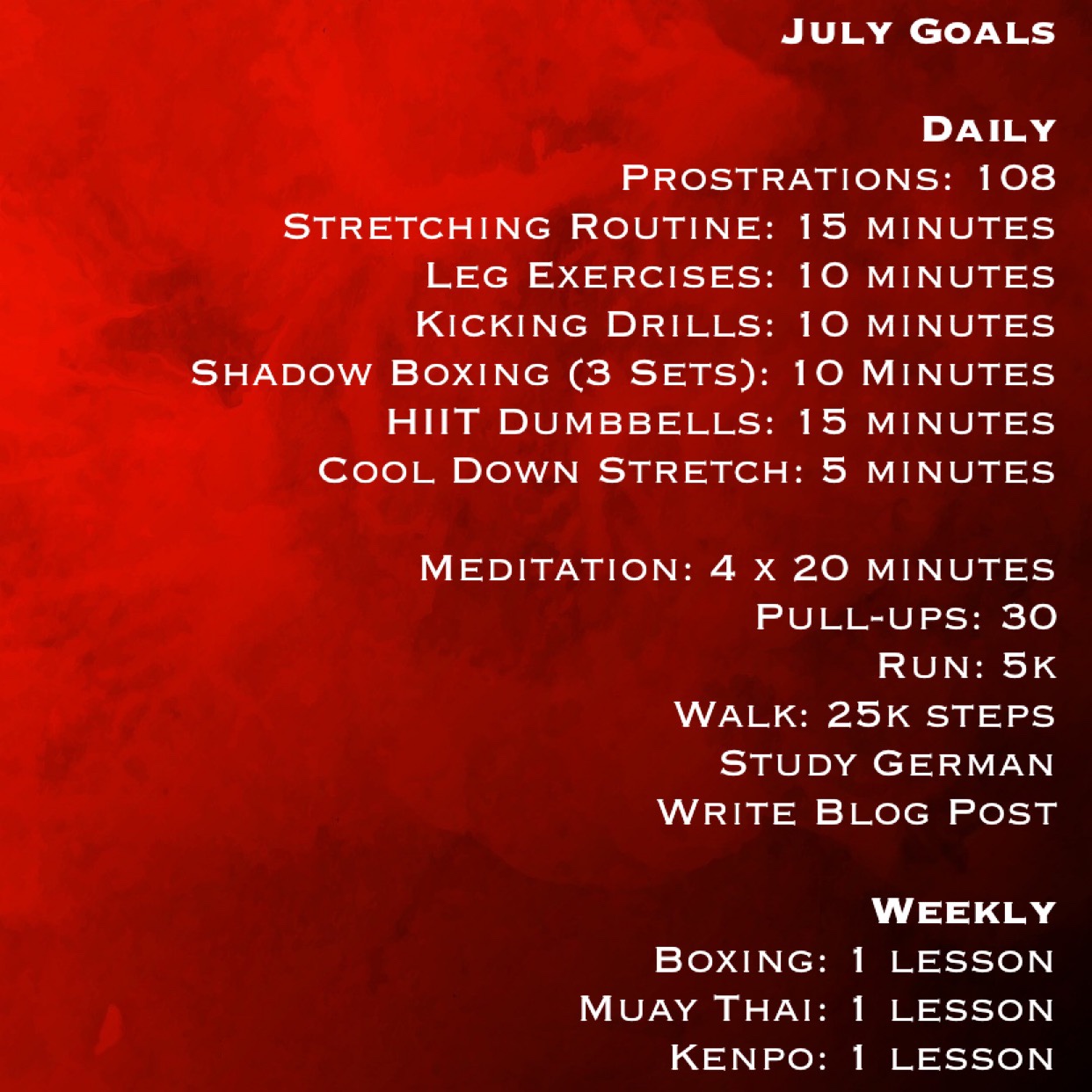 July Goals | Cattāri Brahmavihārā